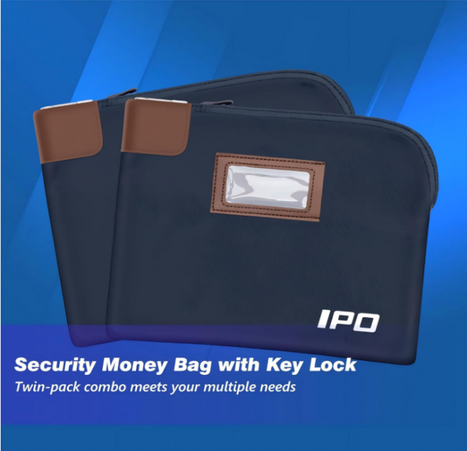 IPO Waterproof Cash Bag with Key Lock, 2 Pack Money Pouch Bank Deposit ...
